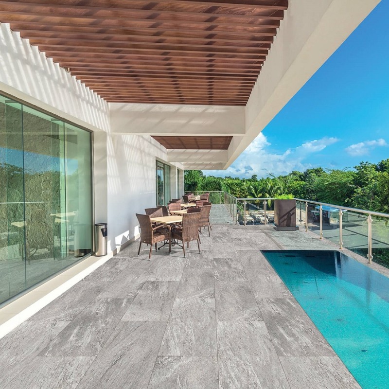 Dalles sur plot 61x61 effet pierre antidérapantes R11 | concept mosaique