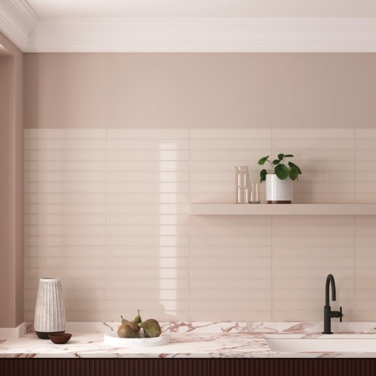 Zellige beige sable brillant - Grande longeur - Vitral Sand