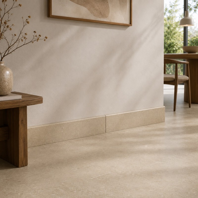 Plinthe pour carrelage beige Kyoto 9x120 cm effet pierre