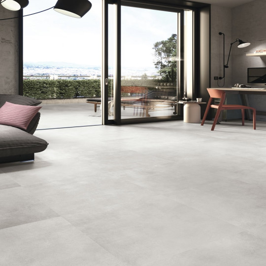 Carrelage grand format work bianco 120x120 cm effet béton | concept ...