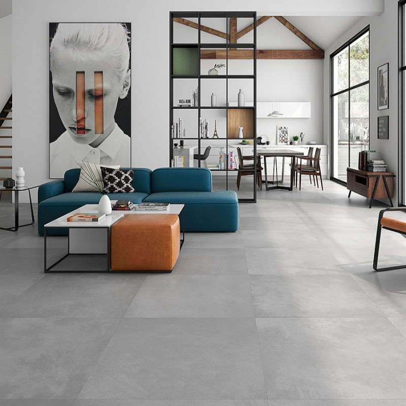 Carrelage grand format work bianco 120x120 cm effet béton | concept ...