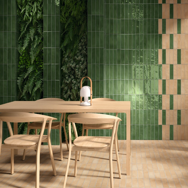 Carrelage Zellige 8x31 colori vert effet brillant | concept mosaique Carrelage Zellige 8x31 colori vert effet brillant | concept mosaique